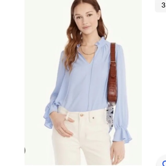 J. Crew | Tops | J Crew Drapery Ruffle Tie Top Blue Periwinkle Size 2x ...